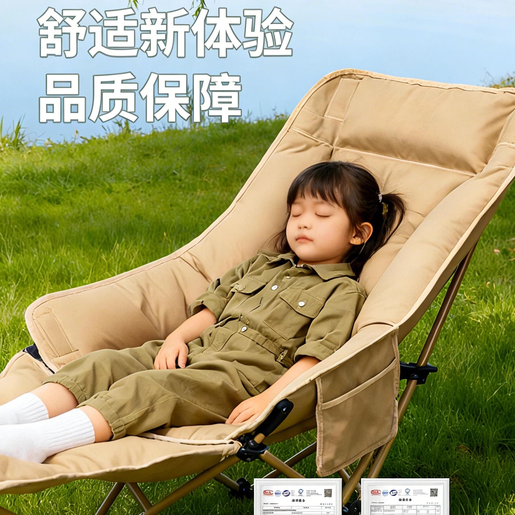 折叠椅户折叠闲躺椅露营椅子可携式午休hw-1睡月椅休沙滩野餐钓亮