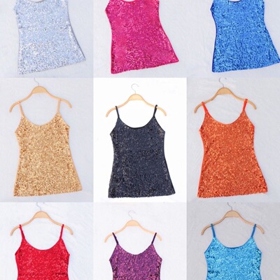 Skinny sequin sexy sequin vest舞台表演显瘦亮片性感亮片小背心