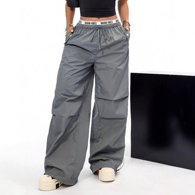美式复古抽绳工装长裤American retro drawstring workwear pants