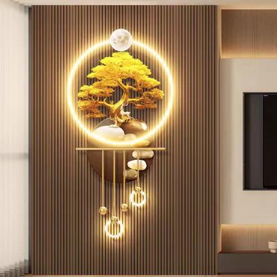 XOR轻奢发财树户玄关装饰画入档L发ED带灯光走廊尽头挂高画大气壁