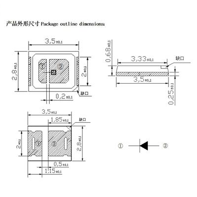 LSM285外发射70850珠nm0.5W红双芯14milLED贴物片灯植灯红外灯珠