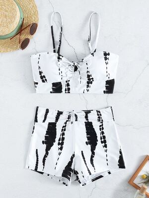 速发Swiuit Swimwr Bikii Wo Swiuits Thog Bathig Suit