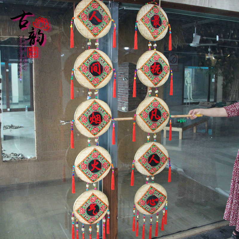 特色民间竹编手i工艺品绣花挂饰餐厅农家乐门头牌匾装饰手工艺品