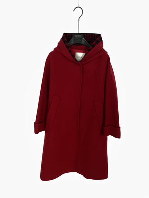 柯利亚诺冬季专柜同款红色双面呢立裁廓形宽松大衣外套  FY1419