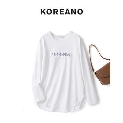 柯利亚诺春秋专柜同款玉石白圆领十字绣logo装饰T恤TT2609 ￥1880