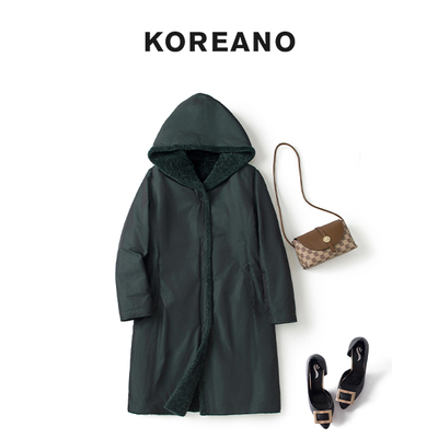 柯利亚诺冬季专柜同款墨绿色长款皮草大衣  FP5504G ￥22800