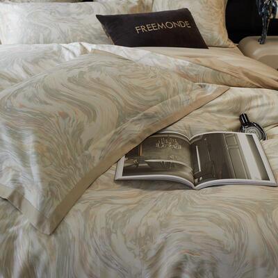 秋冬高被端丝美式印花加厚天棉磨毛四件套舒ZYJ23382柔软适套床上