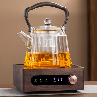 新款胡桃木提梁蒸煮一体茶壶大功率煮茶器电陶炉套装Y家用单炉单