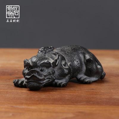 石石刻刻手天工然金石貅头招财貔茶宠摆件乌精品可养茶LFB玩茶具