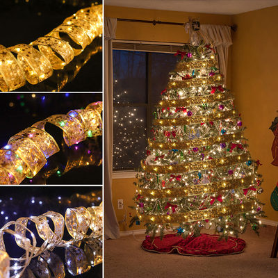 速发圣诞树装饰品灯饰挂摆丝带件件彩灯串串灯带挂饰幼儿园圣诞节