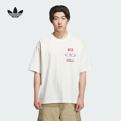 adidas阿迪达斯三叶草赛车风棉质半袖透气秋男MOTO短袖T恤 KH1198