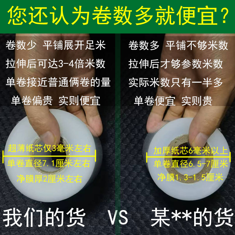 商用pe小缠绕膜工业包装拉伸膜A外卖打包盒封口打包保鲜膜防漏密