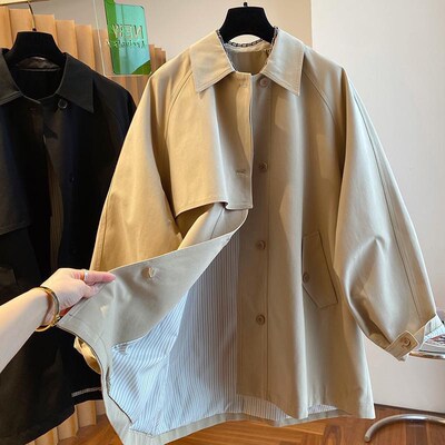 速发2025款秋新款高级感超好看工装风衣外韩宽松套版中长春百搭