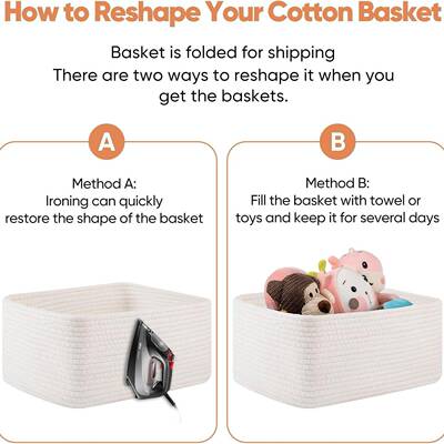 4件矩形中号搁棉112405绳储物篮纳可用于宝玩具收宝、客厅、浴室