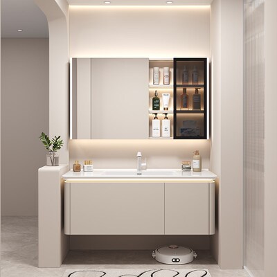 定制奶油风浴室柜陶瓷一m体盆68/78CM88公分98/108厘米118CM洗漱