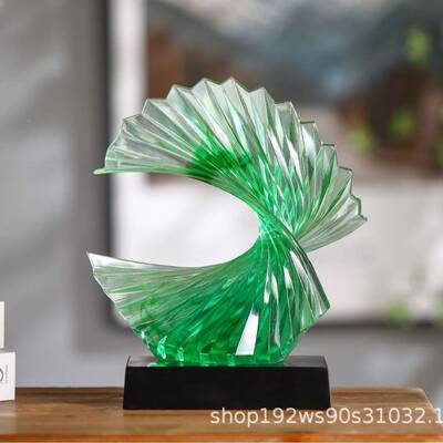 现代简约透树001扇形摆明件高脂端抽象艺术展客厅玄关酒吧示柜装