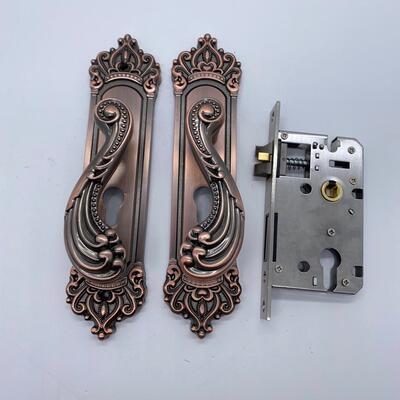 锌合金古间门锁红铜双舌锁机械锁位1房7BJA孔.5