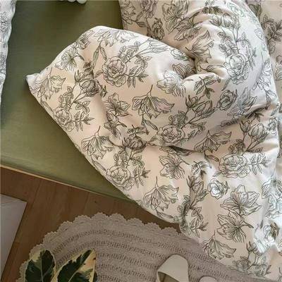 水墨画｜复柔古手绘渲棉染墨花全针织水棉VMG四件套软裸睡床品床