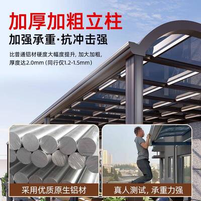 雨棚遮阳棚屋檐家用户34552合外窗铝金面新型耐力板斜静音门支架