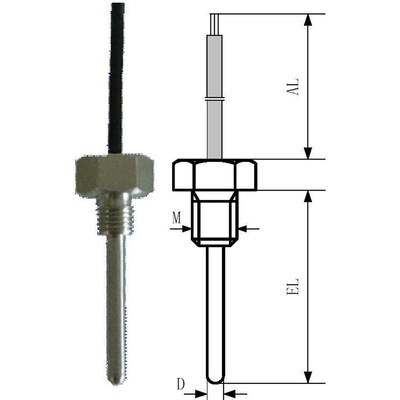 DS18B20数字温度传感器  螺纹安装 4分/2分扣 WZP-291 PT100