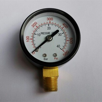 压力表 y-50 表盘50mm毫米 双刻度 0-40bar 0~600psi 螺纹pt1/4