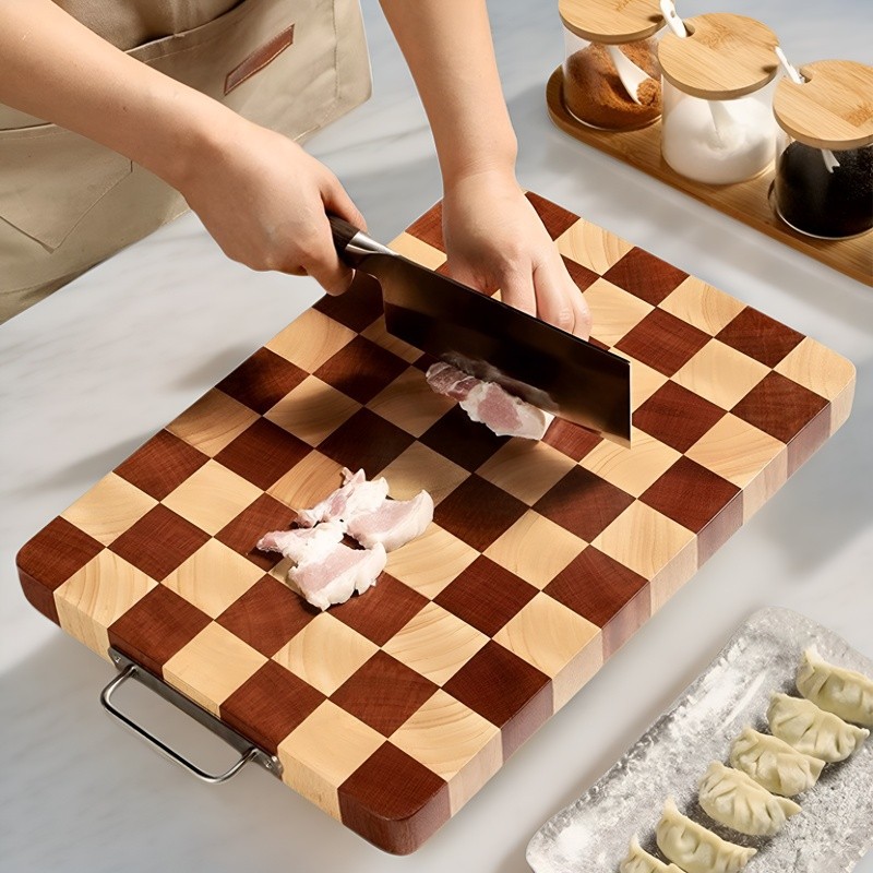 棋盘格菜板砧板方形加厚家用刀板实木方格子抗菌防霉相思木切菜板