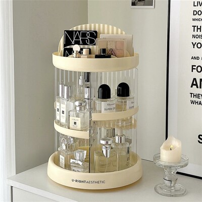 旋转收纳盒桌面化妆品置物架口红B护肤品梳妆台亚克力透明整理架
