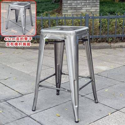 铁艺金属KLT吧台不锈钢酒吧椅凳实木简约吧椅工业背风高色脚凳靠