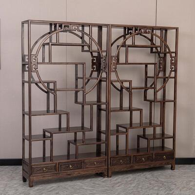 博架木中式置物架古董古架茶具架展示柜隔8543断实玄柜关柜书架陈