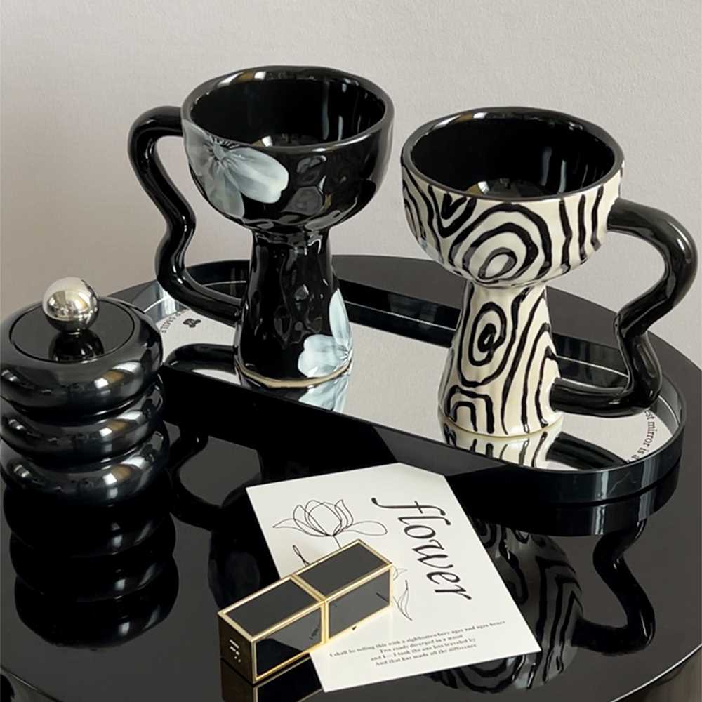 态生活  小众复古风高脚咖啡杯陶瓷高颜值手工创意艺术甜雪糕杯