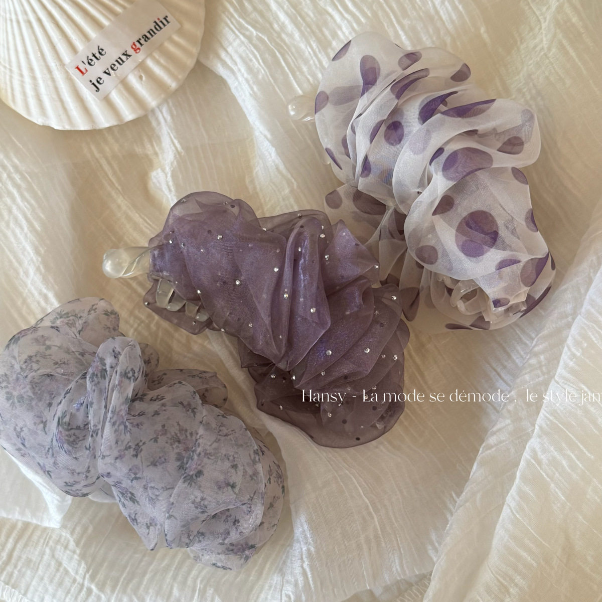 韩系满天星网纱发夹高级感精致香蕉夹后脑勺夏季半扎发夹子发饰