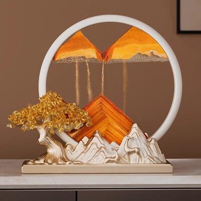 金现品代CRCH0130轻奢福禄金山流沙画玄关电视柜装饰福酒禄山摆件