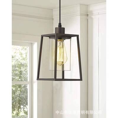 美式乡村线形艺复34134古灯餐个性吊厅供货贸易餐厅过道铁灯