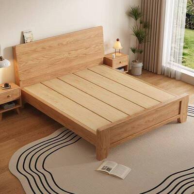 靠实木床加宽斜加厚排骨橡木床家用主卧双人出租架屋lkj-0021.5单