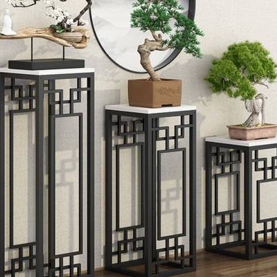 新中式花架物架置子铁艺花架客厅绿萝花架室盆内装饰落地复古XZT