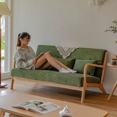 实木双12111三人小发户型出租屋公寓客厅室民沙宿布艺卧小沙发