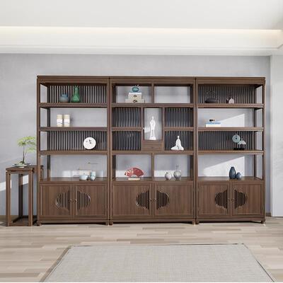计品新中式博古架落地茶39676边茶具架子展示架展台设产柜品茶实