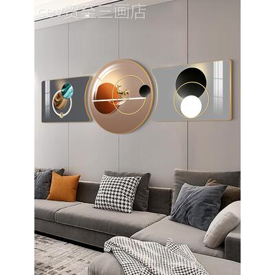 网红客壁厅沙发景墙饰画墙画现代简约装轻奢画北欧风挂画大气三联