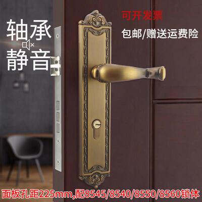 黄古铜欧式大木门锁别墅房门锁大厅课堂双锁舌静音门锁8545锁体锁
