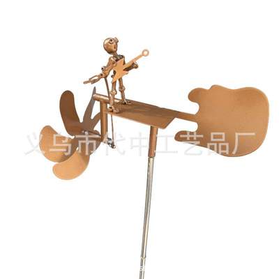跨境新品 Rock drummer windmill 摇滚鼓手风车手工金属风车装饰