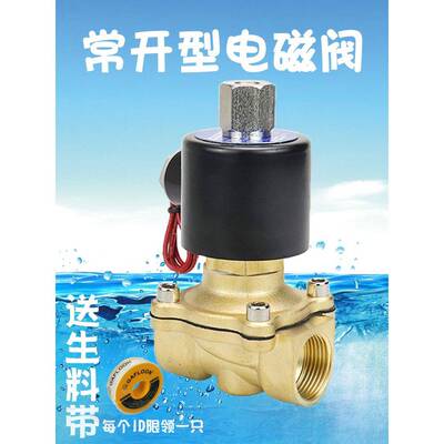 2K200全铜常开电磁阀220v控制水阀DC24V2分4分6分1寸单向阀DN20