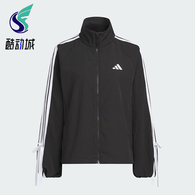 Adidas/阿迪达斯正品DANCE WB 1女士宽松蝴蝶结三条纹外套KT5003