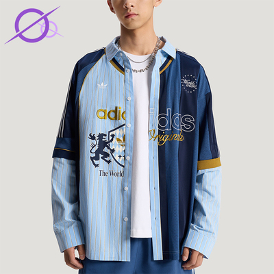 Adidas/阿迪达斯正品三叶草男士宽松梭织经典时尚长袖衬衫KY2153