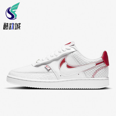 Nike/耐克正品CourtVision1双钩新款女经典白红色板鞋CI7827-100