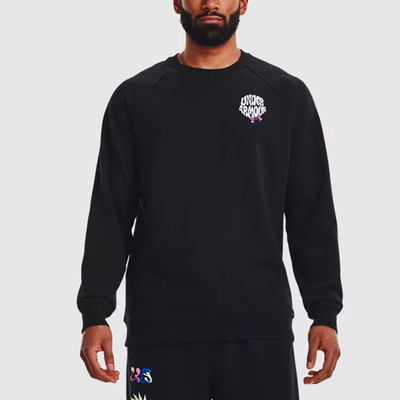 UA/安德玛正品Elevated Terry Crew男士简约印花卫衣1373837-001