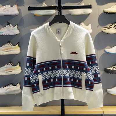 李宁正品中国文化系列故宫联名女子简约百搭V领编织衫AMBW044-7