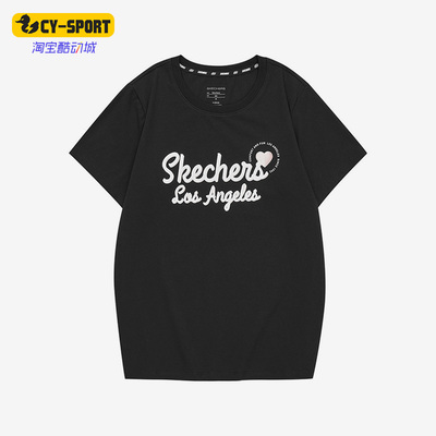 Skechers/斯凯奇正品夏新款女子运动休闲透气印花短袖T恤L321W087