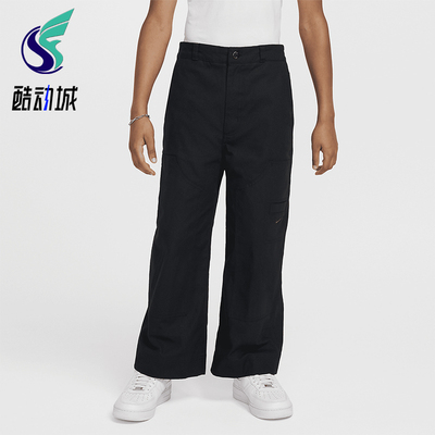 Nike/耐克正品2025冬季款大童运动刺绣经典直筒长裤FV8047-010