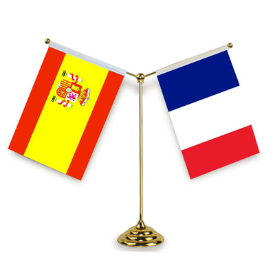 办公室桌旗国旗摆件金色Y型旗杆会旗谈判L旗座旗架签约旗金属桌旗