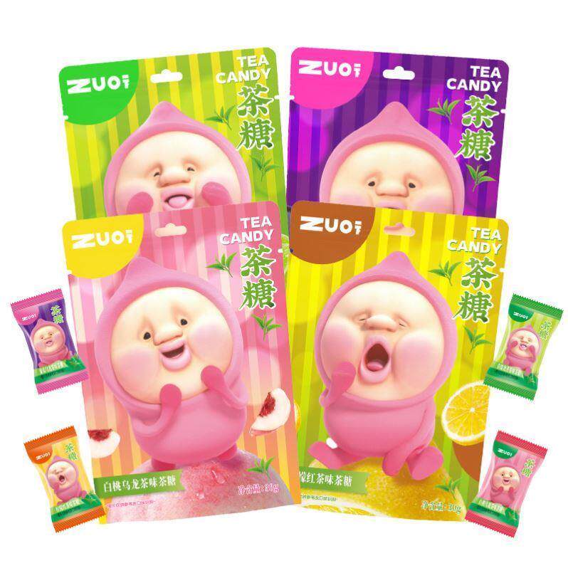屁桃水果茶糖柠檬红茶味水果薄荷糖乌龙茶硬糖果网红zuo一下